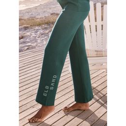 ELBSAND Damen Strickhose, Gr. 32, blau, Feinstrick, Obermaterial: 50% Viskose, 28% Polyester, 22% Nylon, meliert, unifarben, Hosen, mit weitem Bein