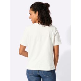 Inspirationen Damen Rundhalsshirt "Kurzarm-Shirt", wei&szlig;, Gr. 40, bedruckt, gemustert, mehrfarbig, unifarben, 100% Baumwolle, Shirts