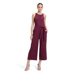 Vera Mont Damen 7/8-Overall "Damen mit Bindegürtel"wild ruby, Gr. 44, Obermaterial: 95% Polyester, 5% Elasthan; Futter: 100% Polyester, Overalls