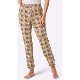 w&auml;schepur W&Auml;SCHEPUR Damen Schlafhose, Gr. 36, beige, 50% Baumwolle, 50% Modal, bedruckt, gemustert, mehrfarbig, Hosen