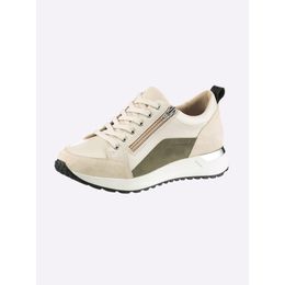 Heine Damen Sneaker, Gr. 40beige, khaki, Glattleder, Leder, Rindsleder, Veloursleder, Schuhe