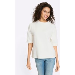 Heine Damen Sweatshirtecru, Gr. 42, unifarben, 75% Baumwolle, 20% Polyester, 5% Elasthan, Sweatshirts