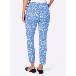 Inspirationen Damen Webhose, blau, Gr. 50, bedruckt, gemustert, mehrfarbig, 77% Viskose, 19% Polyamid, 4% Elasthan, Hosen
