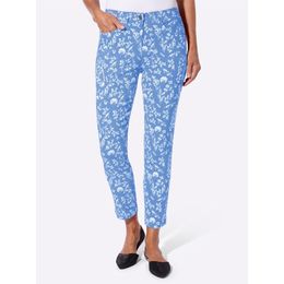 Inspirationen Damen Webhose, blau, Gr. 36, bedruckt, gemustert, mehrfarbig, 77% Viskose, 19% Polyamid, 4% Elasthan, Hosen
