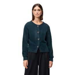 Strickjacke Zero "Damen mit Blumenkn&ouml;pfen", Damen, Gr. 34, teal ocean, Strick, Obermaterial: 73% Polyamid, 17% Viskose, 10% Polyester, aufgeraut, figurbetont normal, Rundhals, weit B&uuml;ndchen krempelbar, Strickjacken Strickjacke, Knopfleiste