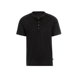 TRIGEMA Damen T-Shirt "TRIGEMA T-Shirt mit Knopfleiste DELUXE Baumwolle", schwarz, Gr. M, 100% Baumwolle, Shirts