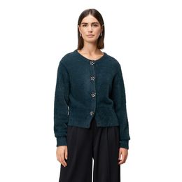 Strickjacke Zero "Damen mit Blumenkn&ouml;pfen", Damen, Gr. 38, teal ocean, Strick, Obermaterial: 73% Polyamid, 17% Viskose, 10% Polyester, aufgeraut, figurbetont normal, Rundhals, weit B&uuml;ndchen krempelbar, Strickjacken Strickjacke, Knopfleiste