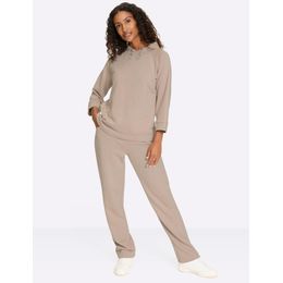 Heine Damen Hausanzug, beige, Gr. 48, 82% Baumwolle, 18% Polyester, Homewear-Sets