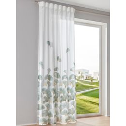 Gardine HEINE HOME Gr. 1, wei&szlig;, salbei, B:135cm H:145cm, Polyester, Gardinen, Gardine
