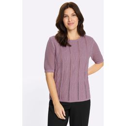 Ajourpullover Classic Basics "Ajour-Pullover", Damen, Gr. 38, mauve, 100% Baumwolle, unifarben, Pullover