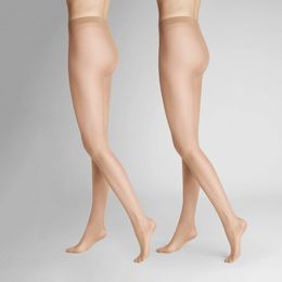 Hudson Damen Feinstrumpfhose "Strumpfhose Simply 20 2-Pack", Gr. 42, beige, Obermaterial: 84% Polyamid PA. 16% Elasthan EL., Strumpfhosen