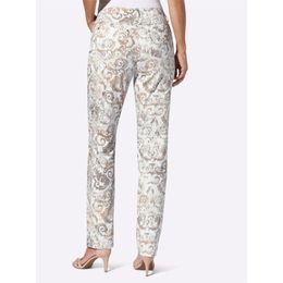 Lady Damen Webhoseecru, sesam, bedruckt, Gr. 50, bedruckt, gemustert, mehrfarbig, 98% Baumwolle, 2% Elasthan, Hosen