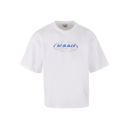 T-Shirt Karl Kani "Karl Kani Woven Signature Chrome LOGo Crop Tee", Damen, Gr. S, weiß, 100% Baumwolle, bedruckt, normal, Rundhals, Shirts T-Shirt
