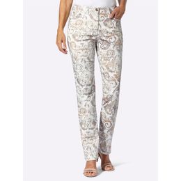 Lady Damen Webhoseecru, sesam, bedruckt, Gr. 48, bedruckt, gemustert, mehrfarbig, 98% Baumwolle, 2% Elasthan, Hosen