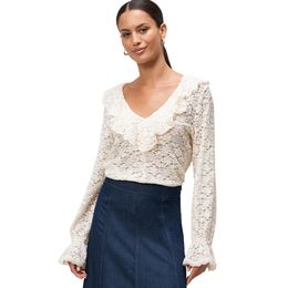 Zero Damen Blusentop "Damen aus Spitze"eggnog, Gr. 40, durchscheinend, Spitze, Obermaterial: 50% Baumwolle, 45% Polyamid, 5% Elasthan, Blusen