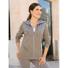 Classic Basics Damen Strickjacke, beige, Gr. 44, gemustert, mehrfarbig, 90% Polyacryl, 10% metallisierte Fasern, Strickjacken
