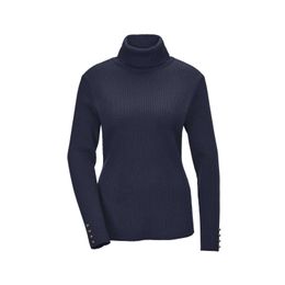 GOLDNER Damen Rollkragenpullover "Kurzgr&ouml;&szlig;e Eleganter Rollkragenpullover", blau, Gr. 24, Obermaterial: 49% Polyacryl PAN. 28% Viskose CV. 23%