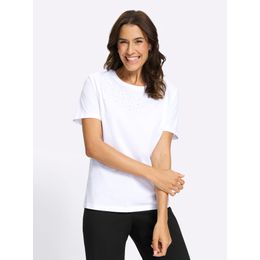 Inspirationen Damen Rundhalsshirt "Baumwoll-Shirt"wei&szlig;, Gr. 42, unifarben, 100% Baumwolle, Shirts