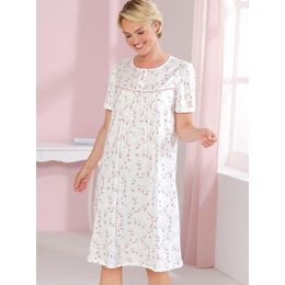w&auml;schepur Nachthemd W&Auml;SCHEPUR "Nachthemd", Damen, Gr. 36/38, Normalgr&ouml;&szlig;en, wei&szlig;, ros&eacute;, bedruckt, 100% Baumwolle, bedruckt, gebl&uuml;mt, gemustert, mehrfarbig, Kleider Nachthemd