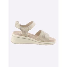 Caprice Damen Sandalette, Gr. 38beige, gemustert, Textil, Schuhe