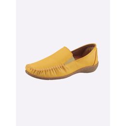 Loretta Damen Slipper, Gr. 42gelb, Glattleder, Schuhe