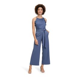 Vera Mont Damen Overall "Damen mit Volant", blau, festlich, Gr. 40, Obermaterial: 95% Polyester, 5% Elasthan, Overalls, Bindeband