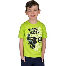 TRIGEMA Jungen T-Shirt "TRIGEMA T-Shirt mit l&auml;ssigem Motocross-Print", gelb, Gr. 152, 100% Baumwolle, Shirts