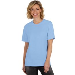 TRIGEMA Damen T-Shirt "TRIGEMA T-Shirt DELUXE Baumwolle", blau, Basic, Gr. S, 100% Baumwolle, Shirts