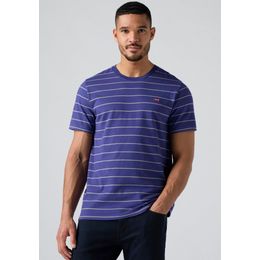 Levi's T-Shirt LEVI'S, Herren, Gr. L, taper stripe blau ri, Jersey, Obermaterial: 100% Baumwolle, gestreift, regular fit taillenbedeckt, Rundhals, gerader Abschluss, Shirts T-Shirt, mit Streifenmuster