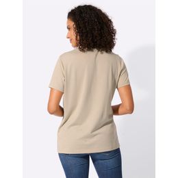 Casual Looks Damen T-Shirt "Kurzarm-Shirt", beige, Gr. 52, bedruckt, gemustert, mehrfarbig, 50% Baumwolle, 50% Modal, Shirts