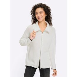 Heine Damen Strickjackewei&szlig;, Gr. 46, unifarben, 100% Baumwolle, Strickjacken
