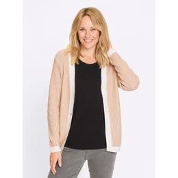 Classic Basics Damen Strickjackebeige, ecru, gemustert, Gr. 42, gemustert, mehrfarbig, 100% Baumwolle, Strickjacken