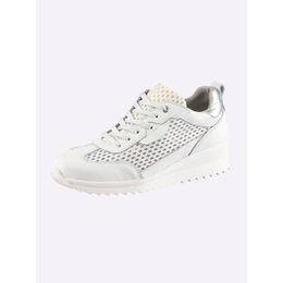 Heine Damen Sneaker, Gr. 38wei&szlig;, silberfarben, Glattleder, Leder, Rindsleder, Schuhe