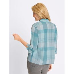 Classic Basics Damen Karobluse, blau, Gr. 56, gemustert, kariert, mehrfarbig, 50% Baumwolle, 50% Polyester, Blusen