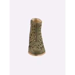 Heine Damen Stiefelette, Gr. 40khaki, Leder, Rindsleder, Schuhe