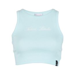 Karl Kani Damen Muskelshirt "Karl Kani Kani Rib Racer Top", blau, Gr. L, bedruckt, 97% Baumwolle, 3% Elasthan, Shirts