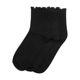 Urban Classics Damen Basicsocken "Urban Classics Ruffle Socks 3-Pack", Gr. 39schwarz, schwarz, schwarz, 63% Baumwolle, 18% Polyester, 16% Polyimid,