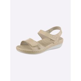 CLASSIC Damen Sandale, Gr. 37, beige, Leder, Basic, Schuhe