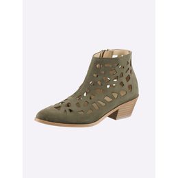 Heine Damen Stiefelette, Gr. 37khaki, Leder, Rindsleder, Schuhe