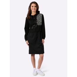 Inspirationen Damen Druckkleid "Kleid", schwarz, Gr. 48, gemustert, mehrfarbig, unifarben, 100% Baumwolle, Unterteil:35% Baumwolle, 65% Polyester,