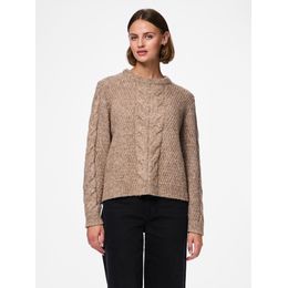 Pieces Damen Strickpullover "PCNINA LS O-NECK KNIT NOOS BC", beige, Gr. XL, unifarben, Strick, Obermaterial: 82% Polyester, 15% Polyacryl, 3%
