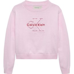 Kinder Strickpulloverpearly pink, Gr. 8, Calvin Klein Jeans, unifarben, Strick, Obermaterial: 100% Baumwolle, Pullover, Regular fit, f&uuml;r Kinder bis