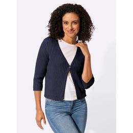 Casual Looks Damen Boleromarine, Gr. 50, unifarben, 100% Baumwolle, Strickjacken
