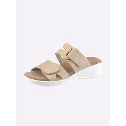 CLASSIC Damen Pantolette, Gr. 39beige, Glattleder, Basic, Schuhe