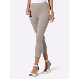 Damen Caprileggingstaupe, Gr. 40, unifarben, 95% Baumwolle, 5% Elasthan, Hosen
