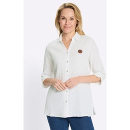 Classic Basics Damen Longbluse, wei&szlig;, Gr. 42, unifarben, 100% Baumwolle, Blusen