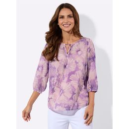 Druckbluse Lady, Damen, Gr. 42, orchidee, ros&eacute;, bedruckt, 100% Polyester, gebl&uuml;mt, gemustert, mehrfarbig, Rundhals, Blusen Druckbluse