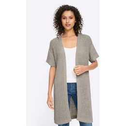 Heine Damen Cardigan, beige, Gr. 44, unifarben, 65% Polyacryl, 35% Polyamid, Strickjacken