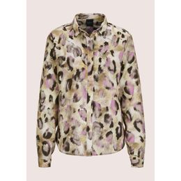 Madeleine Mode MADELEINE Damen Langarmbluse "Hemdbluse Modische Bluse mit Animal-Print", schwarz, Gr. 40, Obermaterial: 100% Polyester PES., Blusen