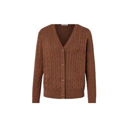 Tchibo - Feinstrickcardigan mit Zopfmuster - Damen - Gr. L - cognac